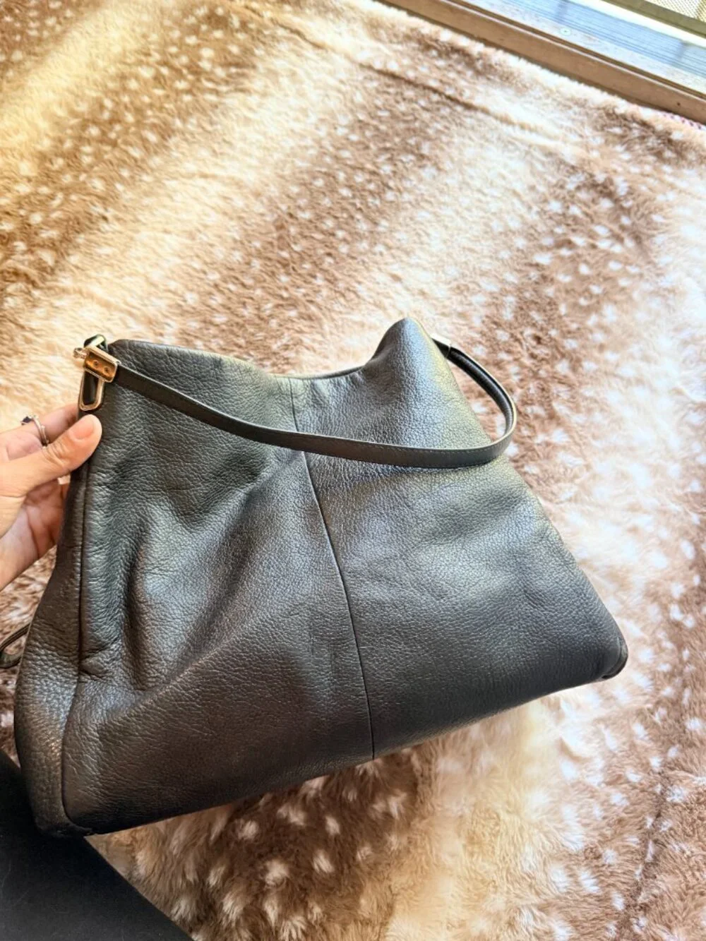 Coach | Bags | Coach Madison Phoebe Black Pebbled Leather Shoulder Bag ...